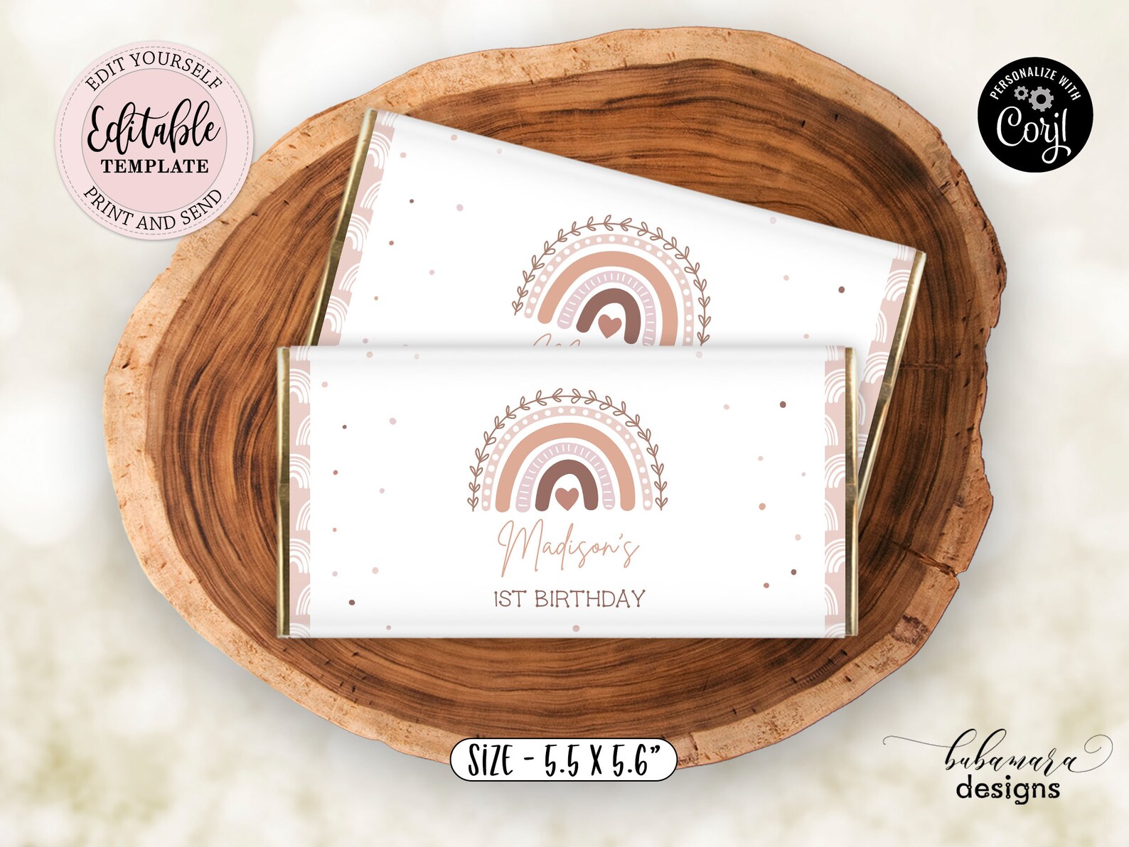 Editable Boho Rainbow Chocolate Bar Wrapper Muted Rainbow - Etsy
