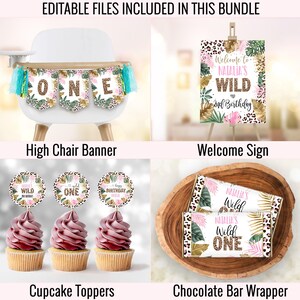 Editable Wild One Leopard Print Birthday Bundle, Jungle Birthday Party ...