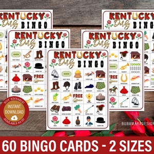 60 Kentucky Derby Cards, Printable Horse Race Game Activity, Run Roses ...