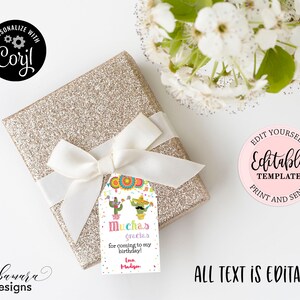 Editable Fiesta Gift Tag, Cactus Guest Tag, Muchas Gracias Favor Tag ...