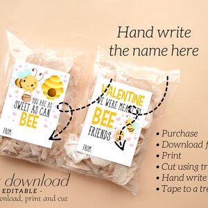 Printable Bee Valentine Cards, Bees Valentine Tags for Kids, Classroom ...