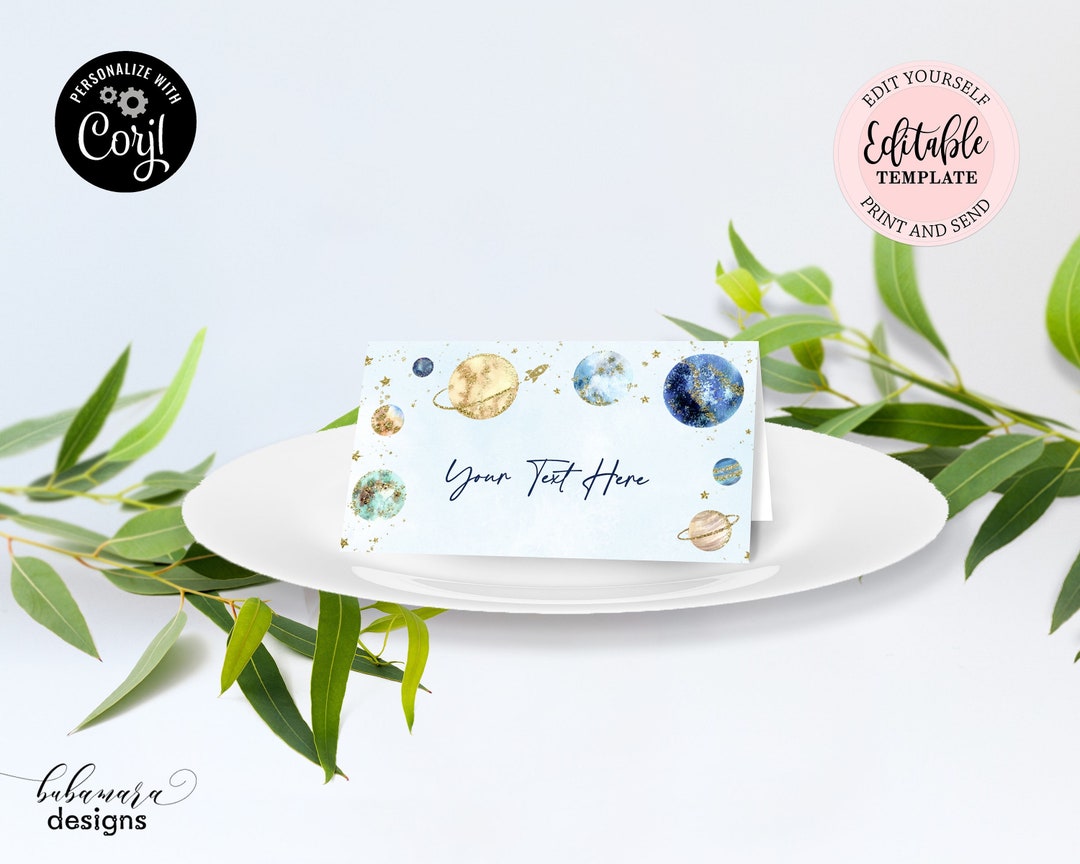 Editable Outer Space Place Cards, Galaxy Planets Table Cards, Boy ...