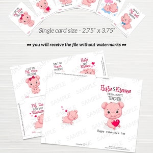 Printable Pig Valentine Cards, Hogs and Kisses Valentine Tags for Kids ...