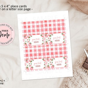 Editable Strawberry Place Cards, Table Cards, Food Cards, Berry First ...