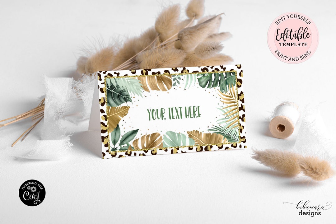 Editable Leopard Print Place Cards, Jungle Table Cards, Food Cards, Boy ...