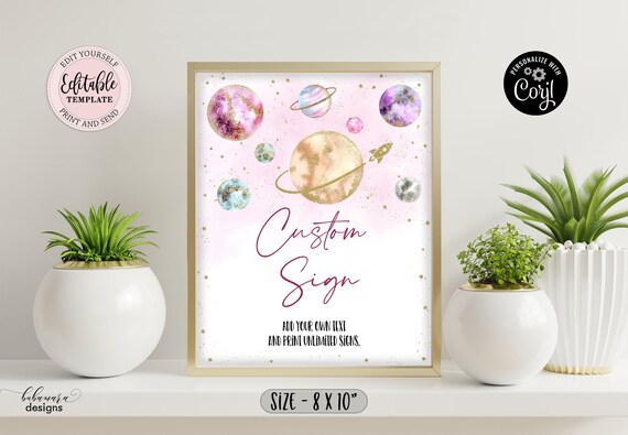 Editable Outer Space Custom Sign, Galaxy Custom Sign, Planets Custom ...