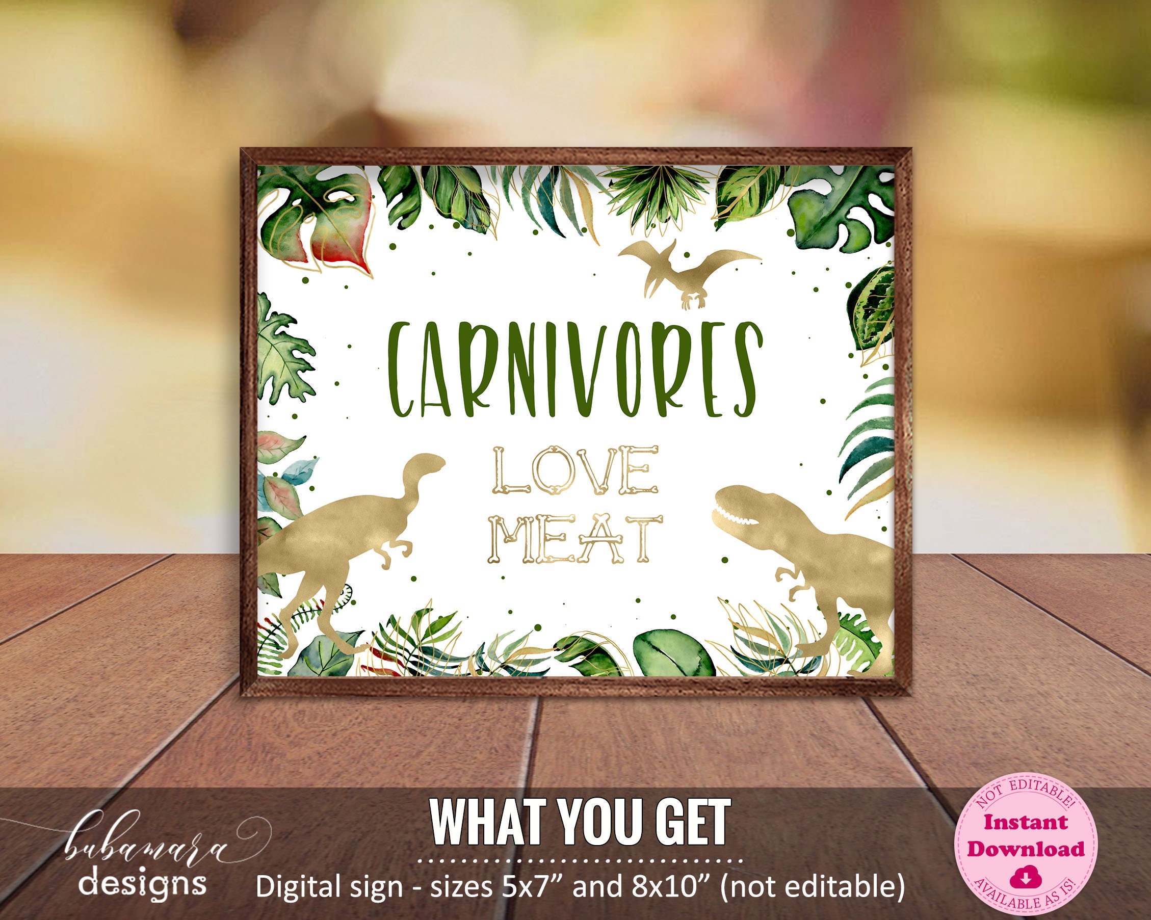 Carnivores Dinosaur Sign Gold Dinosaurs Food Birthday Sign - Etsy