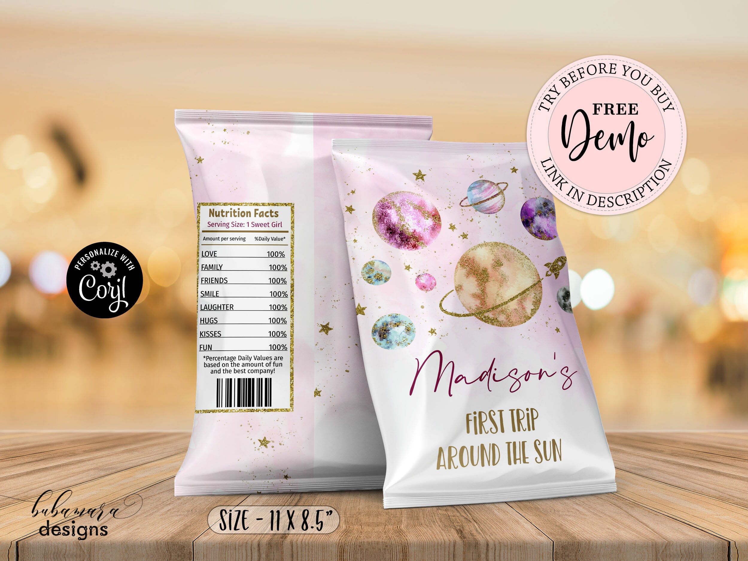 Editable Space Chip Bag Galaxy Birthday Chip Bag Girl Outer - Etsy