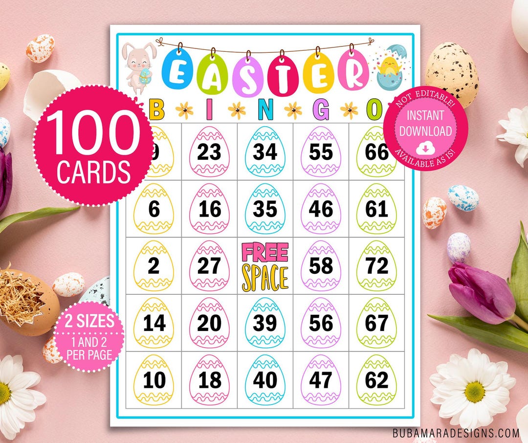100 Easter Bingo Cards, Bingo Board Activity, Kids Classroom Activity ...