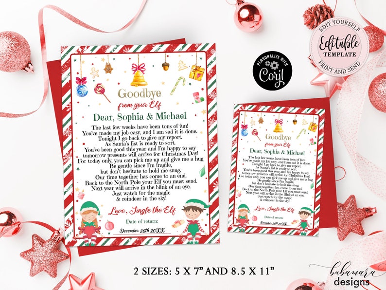 Editable Goodbye From Elves Letter Two Elves Farewell Letter - Etsy