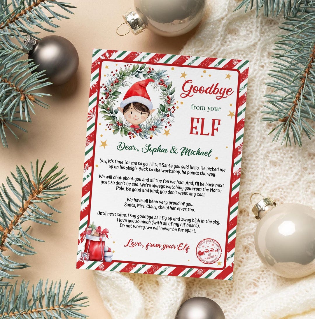 Boy Elf Goodbye Letter, Editable Elf Farewell Letter, Goodbye Letter ...