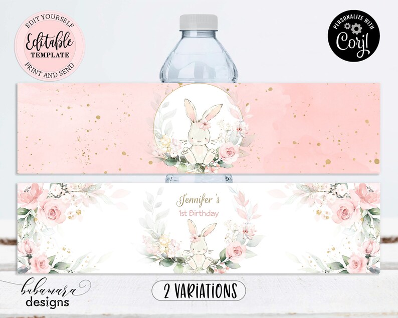 Editable Bunny Bottle Label Some Bunny Birthday Water Bottle - Etsy