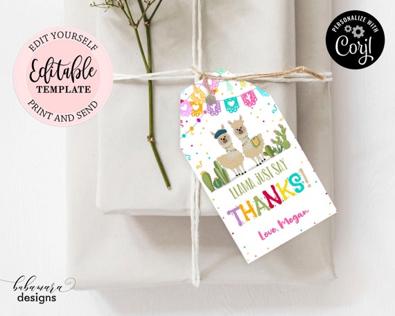 Editable Llama Gift Tag, Cactus Guest Tag, Fiesta Llama Favor Tag ...