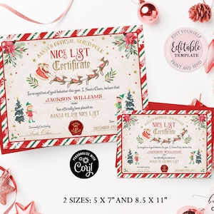 Editable Santa Claus Official Nice List Certificate, Christmas Letter ...