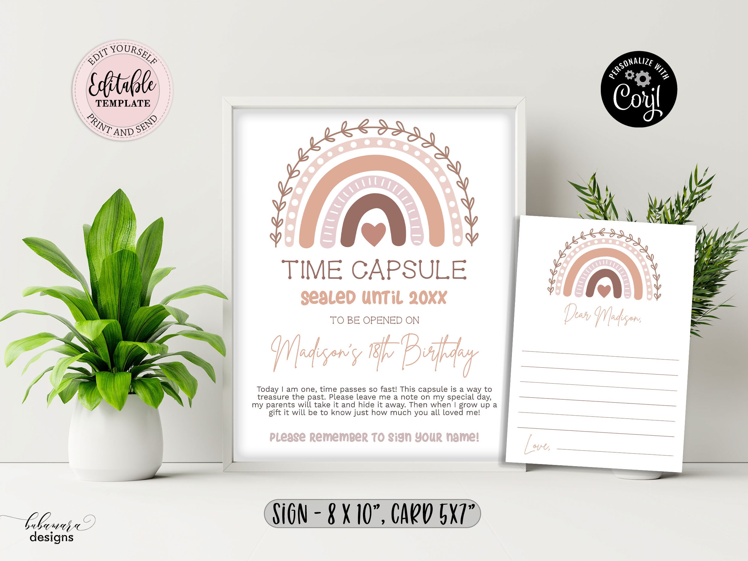 Boho Rainbow Time Capsule Sign and Note Card Muted Rainbow - Etsy