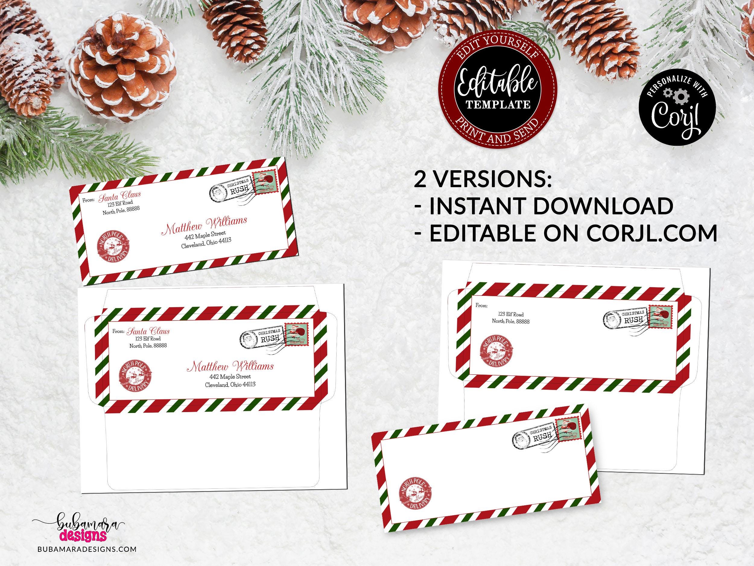 Editable Christmas North Pole Mail Envelope, Elves Santa Envelope ...