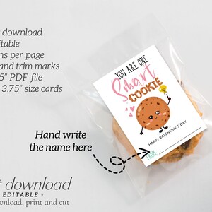 Printable Cookie Valentine Cards, Cookie Valentine Tags for Kids ...