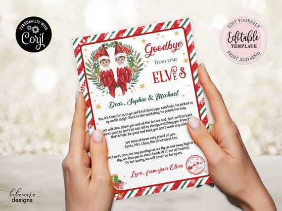 Editable Goodbye from Your Elves Letter, Elf Goodbye Letter, Two Boys ...