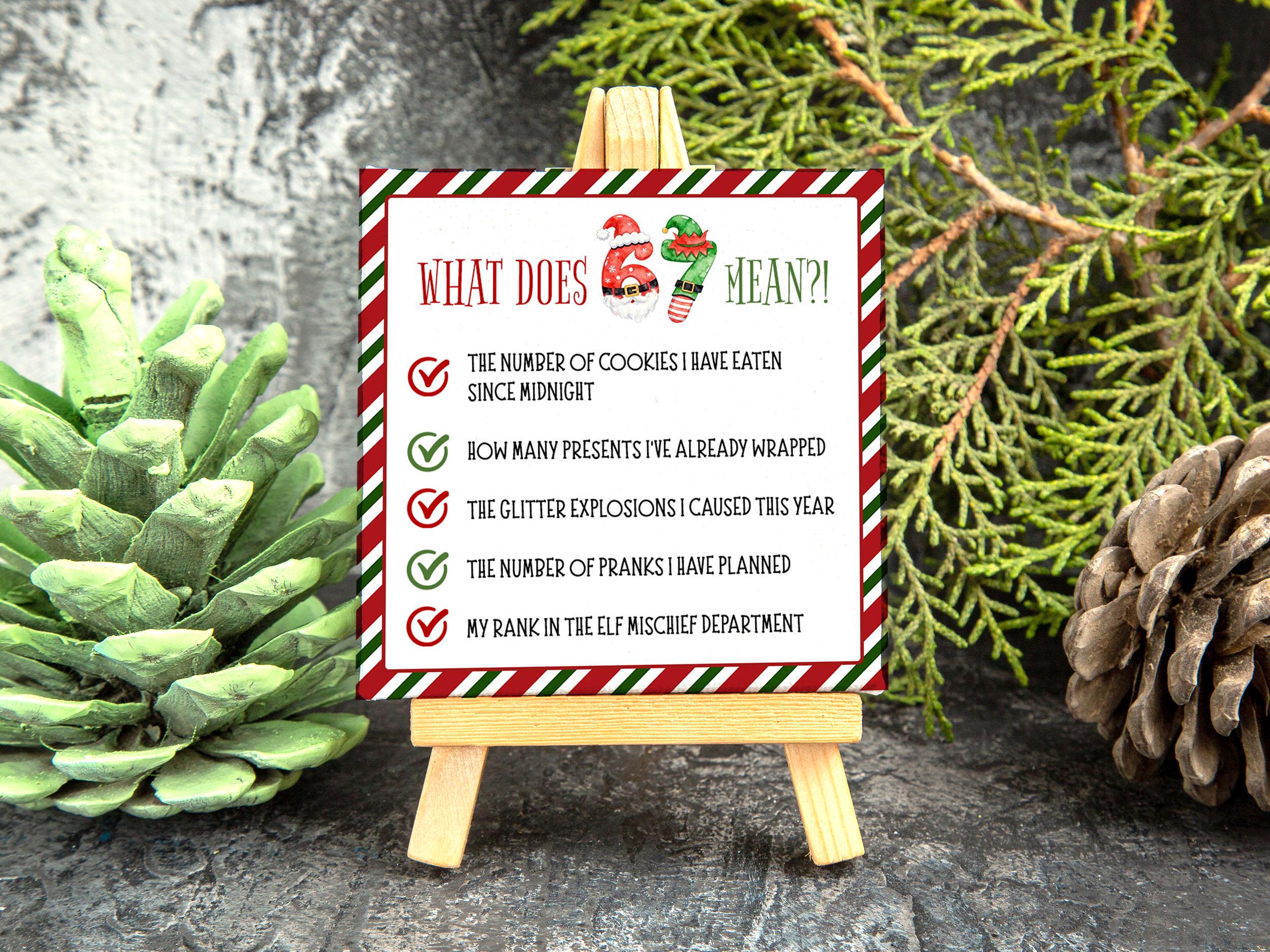 Elf 6 7 Props Scene - Six Seven Meme Elf Signs, Toothpick Flags, Foam ...