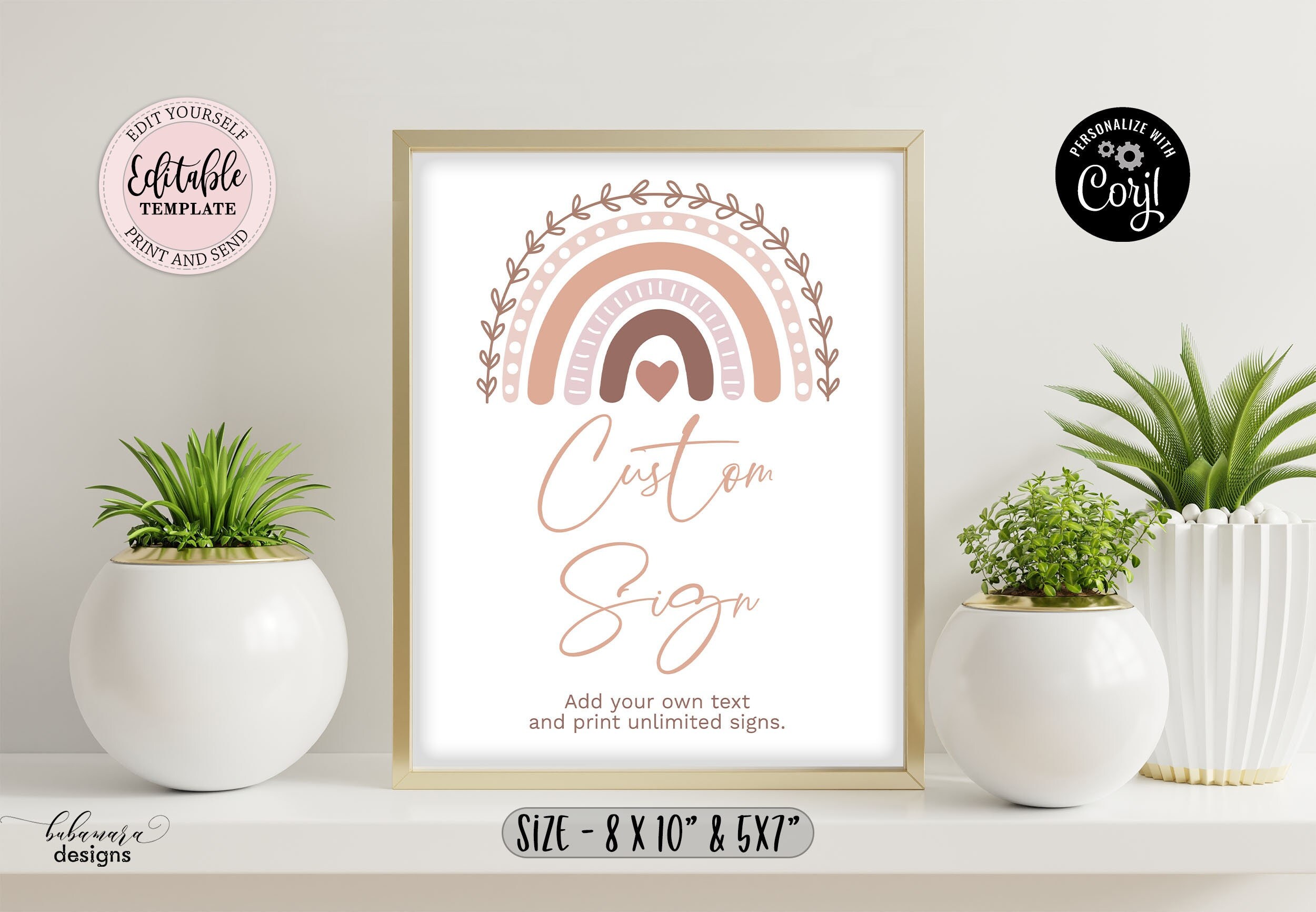 Editable Boho Rainbow Custom Sign Muted Rainbow Custom Table - Etsy