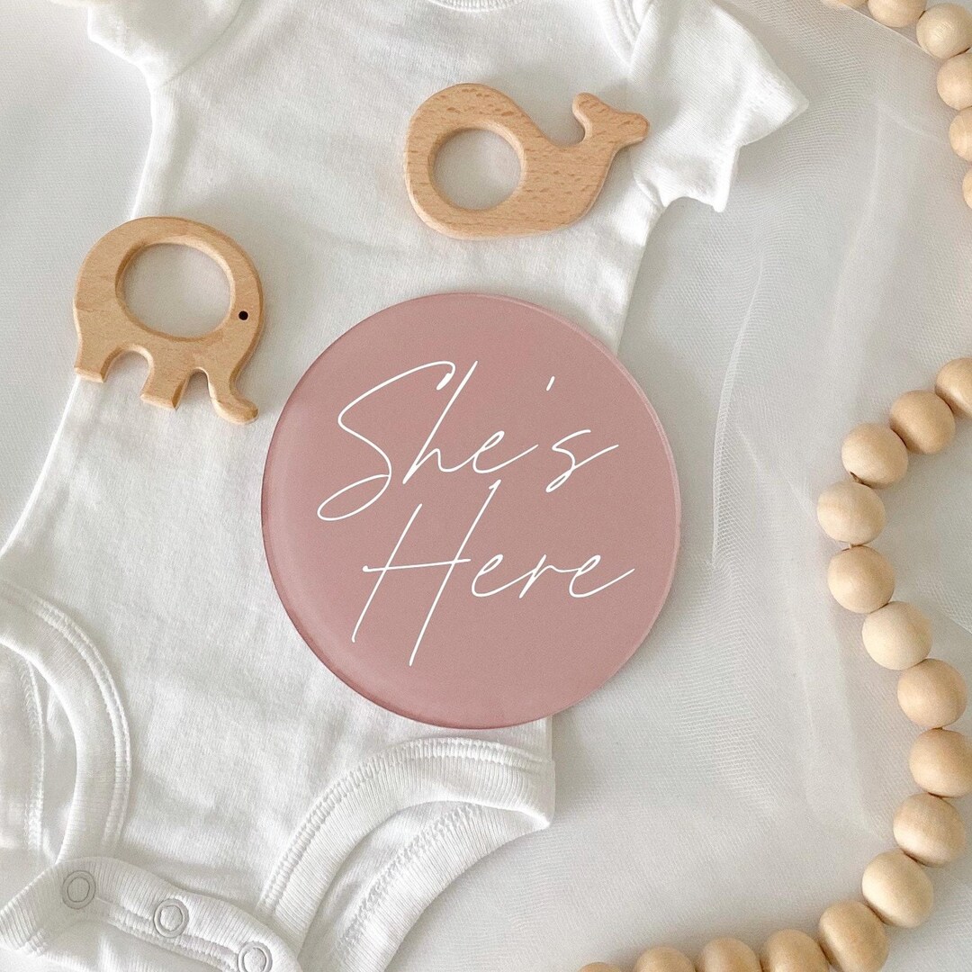 Baby Birth Announcement, I'm Here Baby Sign, Acrylic Baby Name Plaque ...