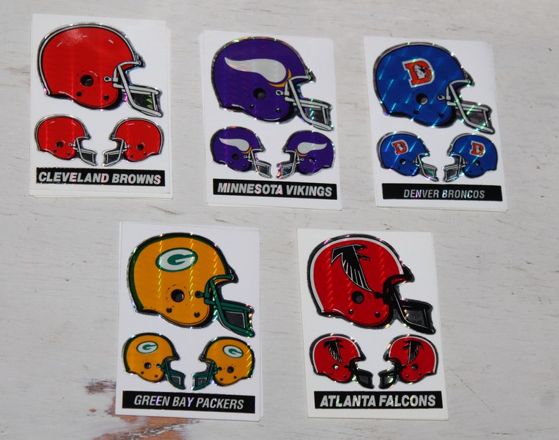 Vintage NFL Football Team Sticker Souvenirs - Vikings, Broncos, Packers ...