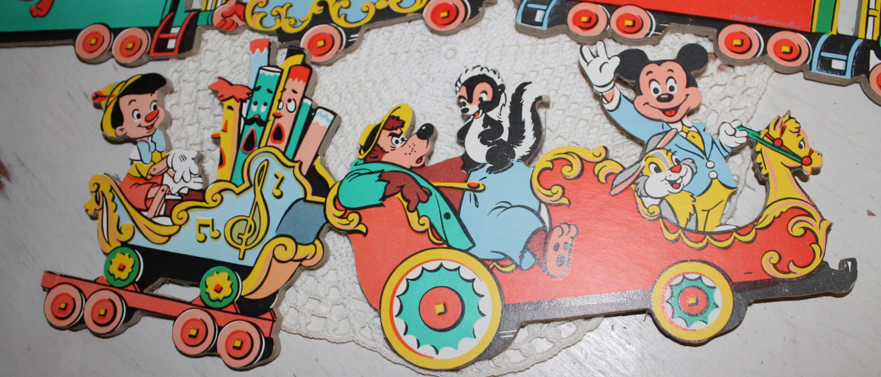 Vintage Disney Train Cardboard Wall Art Mickey, Minnie, Donald Duck ...