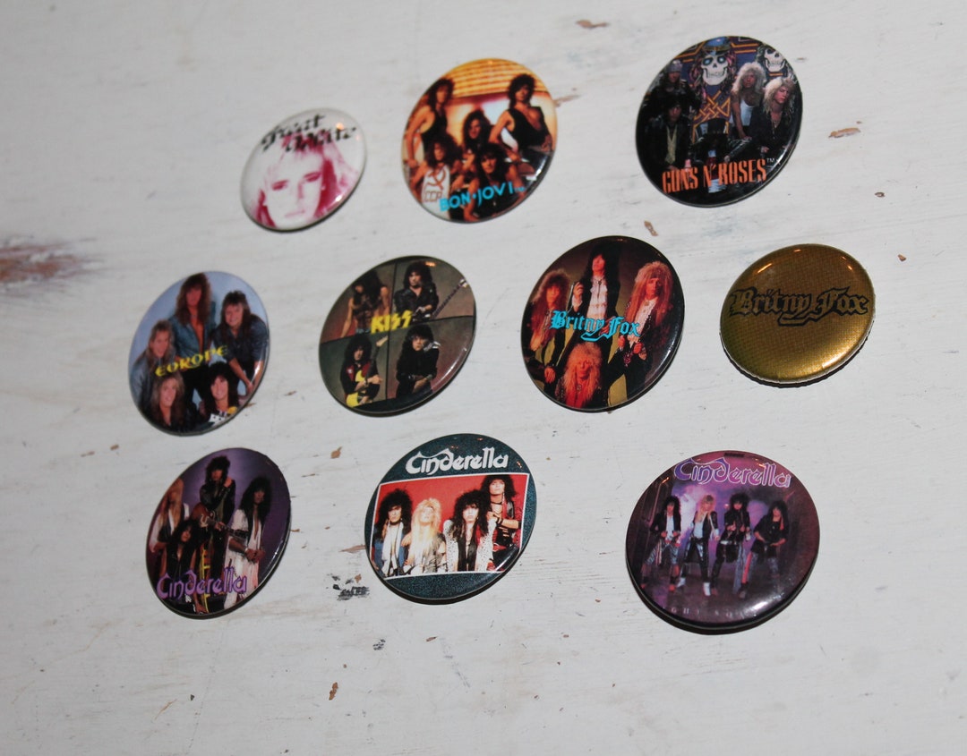 Classic Rock Mini Concert Button Pins, Great White, Bon Jovi, Guns N ...
