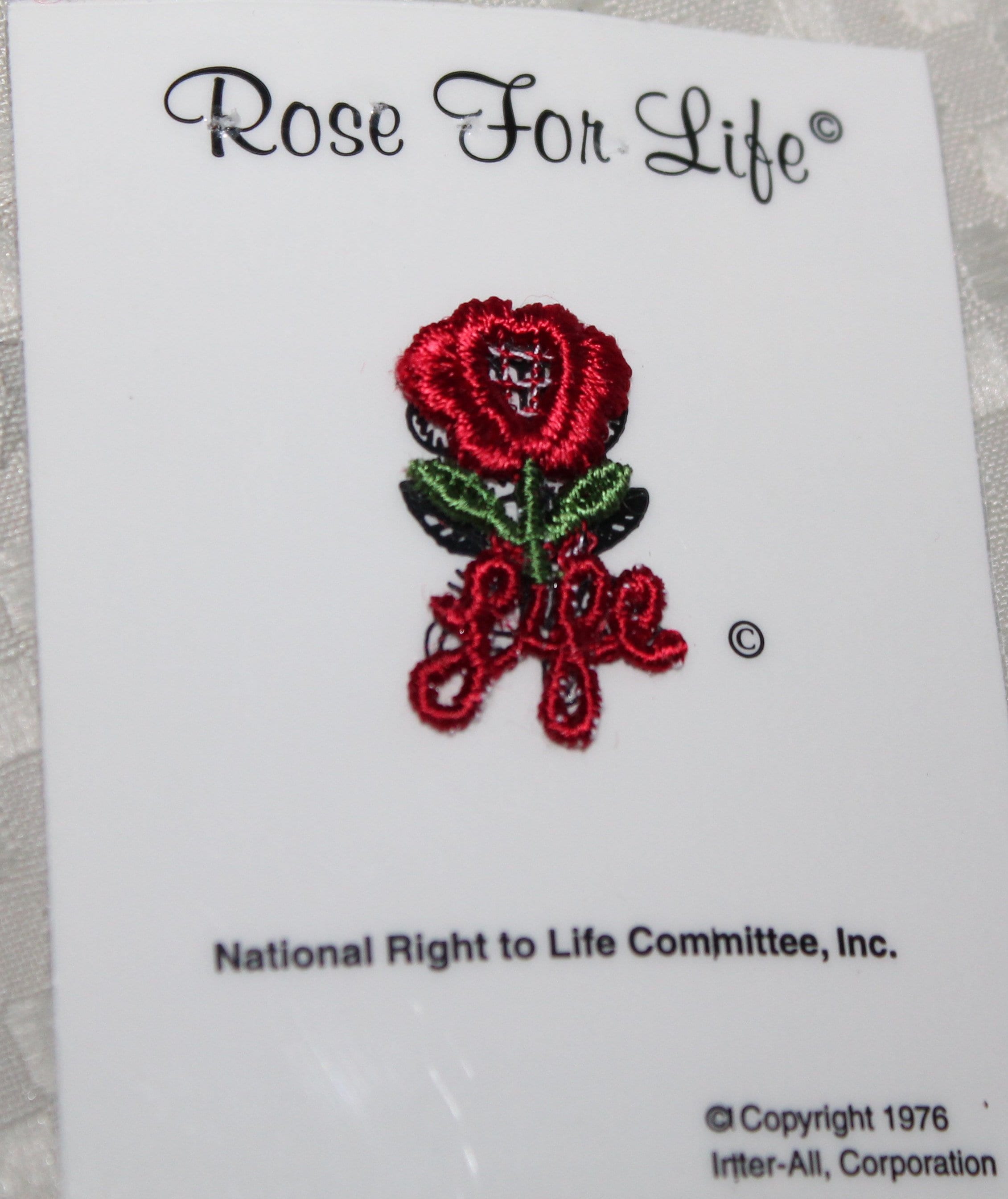 Vintage 1976 Rose for Life Applique by National Right to Life Committee ...