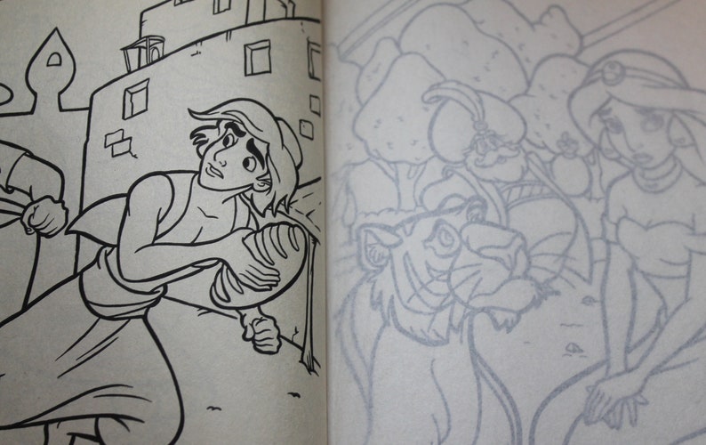 Vintage Disney's Aladdin Giant Coloring Activity Book and Aladdin Trace ...