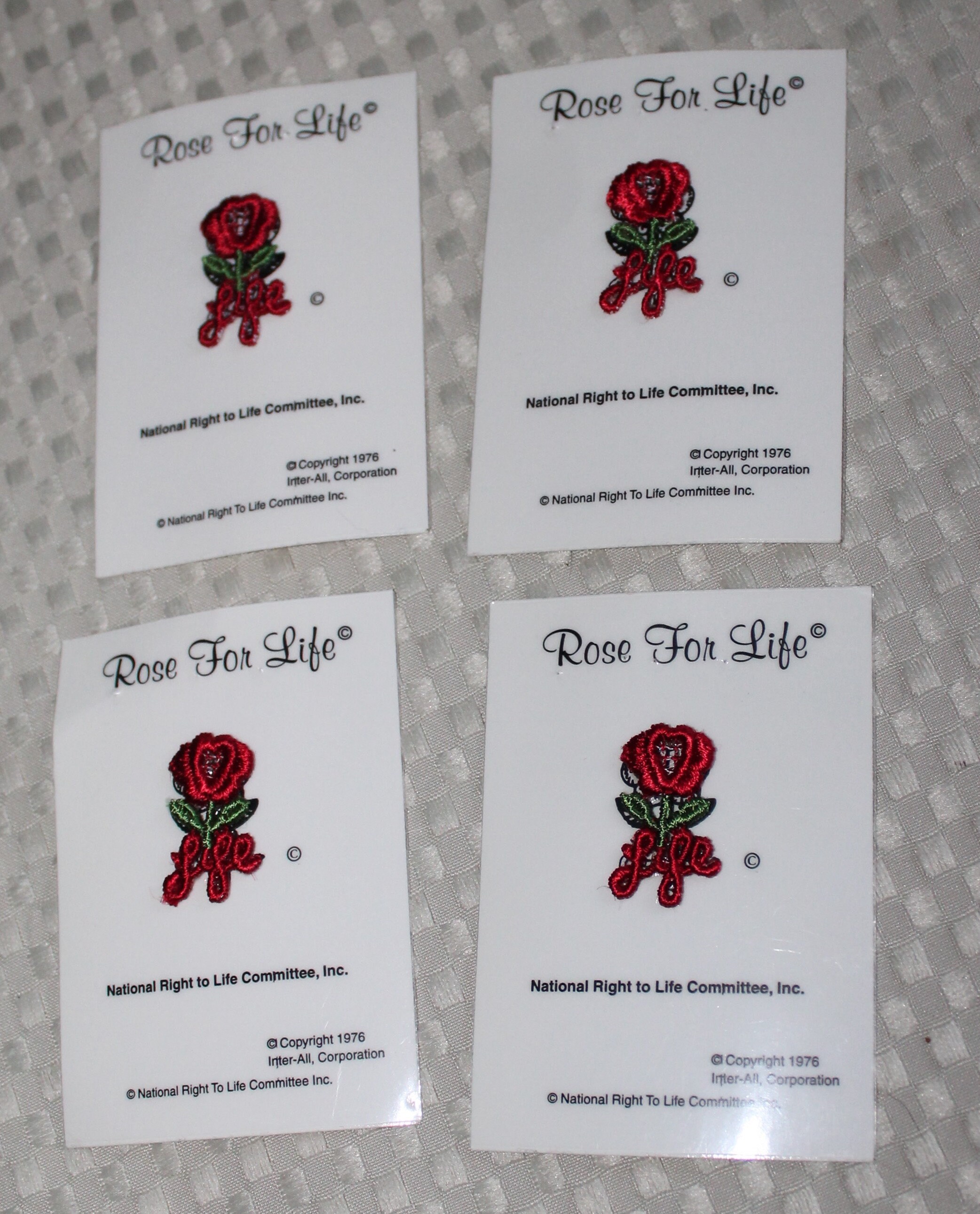 Vintage 1976 Rose for Life Applique by National Right to Life Committee ...