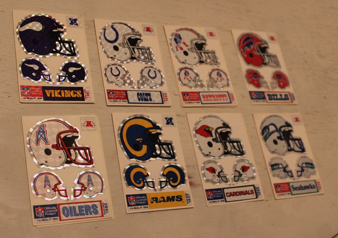 Vintage NFL Football Team Sticker Souvenirs Oilers Colts | Etsy