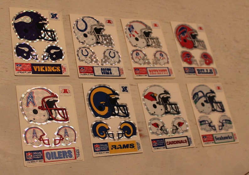 Vintage NFL Football Team Sticker Souvenirs - Oilers, Colts, Rams ...