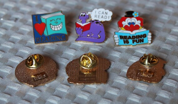 Reading Reward Enamel Lapel Pins LOTS, Reading Educat… - Gem