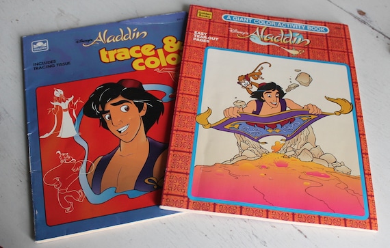 Vintage Disney's Aladdin Giant Coloring Activity Book and | Etsy