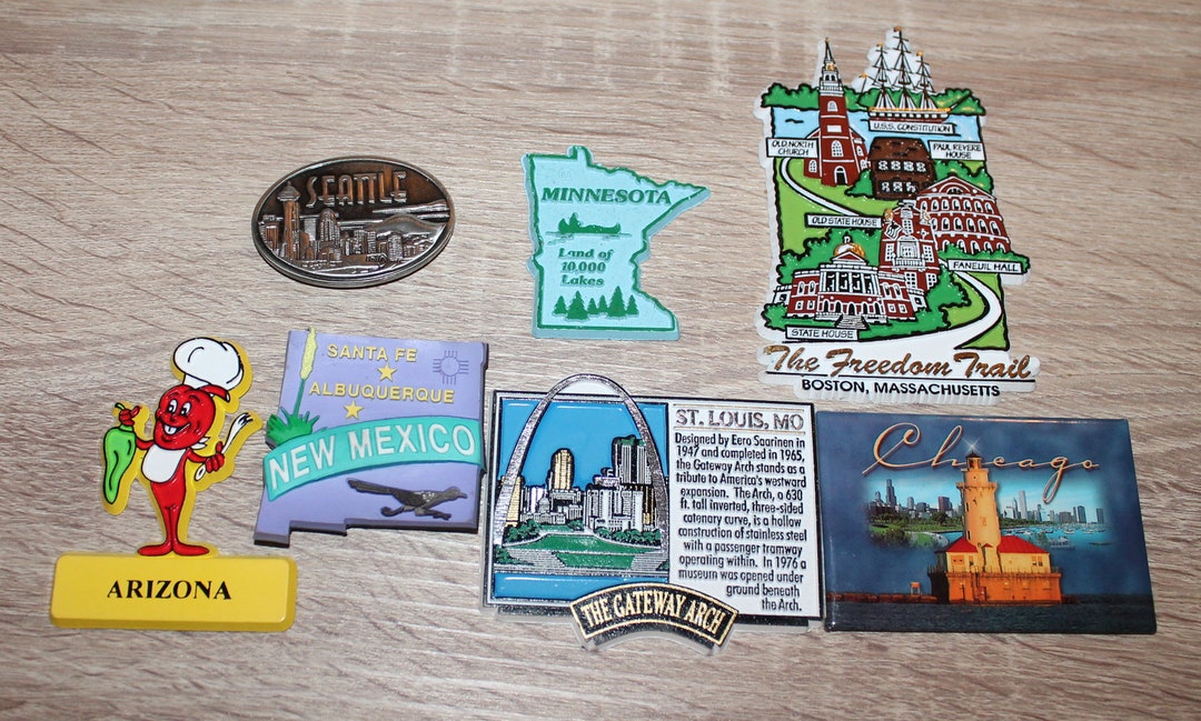 Vintage State City Magnets, Arizona Seattle New Mexico Minnesota ...