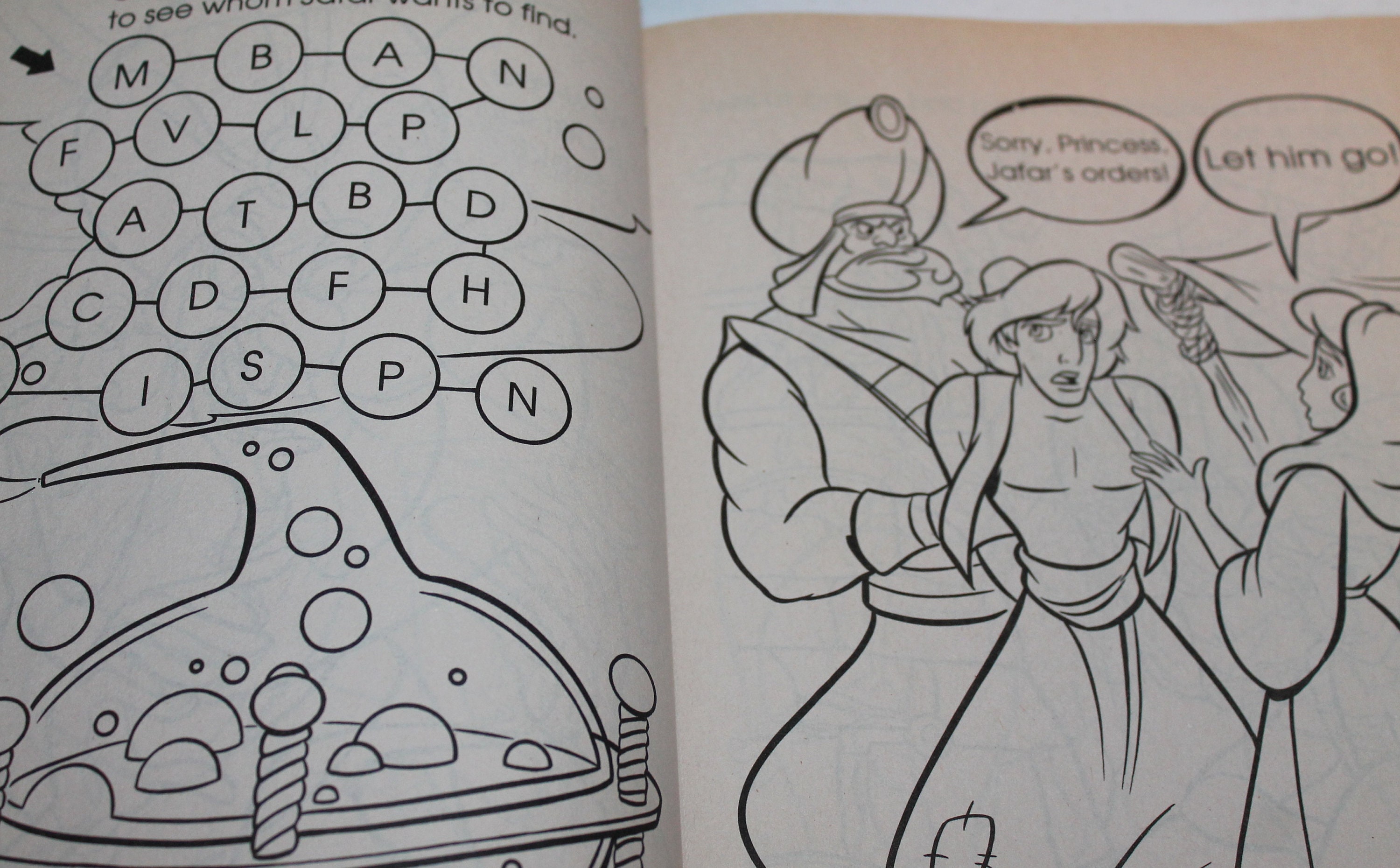 Vintage Disney's Aladdin Giant Coloring Activity Book and Aladdin Trace ...