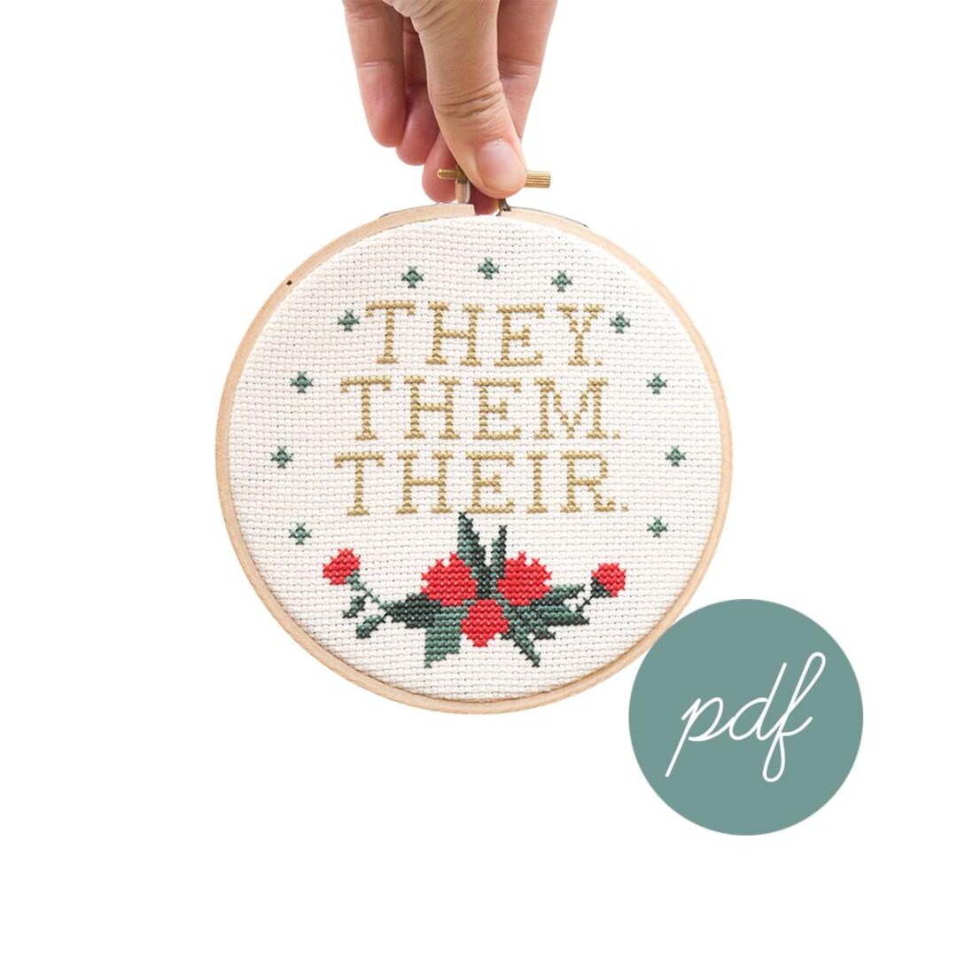 Pronouns (they), Modern Cross Stitch Pattern *PDF Only - Etsy