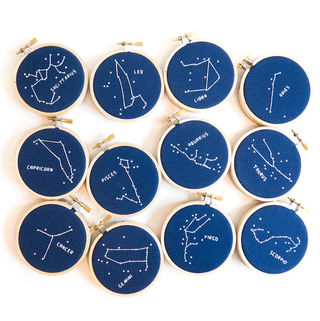 Zodiac Constellation Handmade Framed Cross Stitch - Etsy
