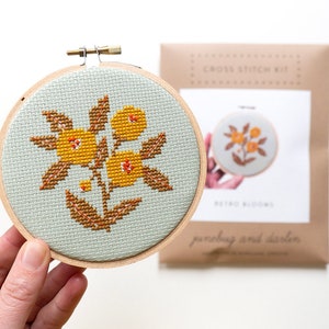 Retro Blooms, Modern Cross Stitch Kit - Etsy