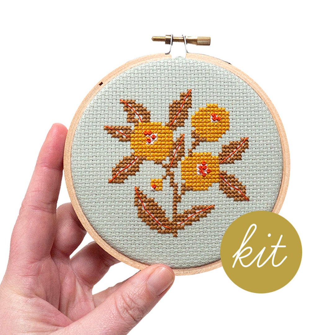 Retro Blooms, Modern Cross Stitch Kit - Etsy