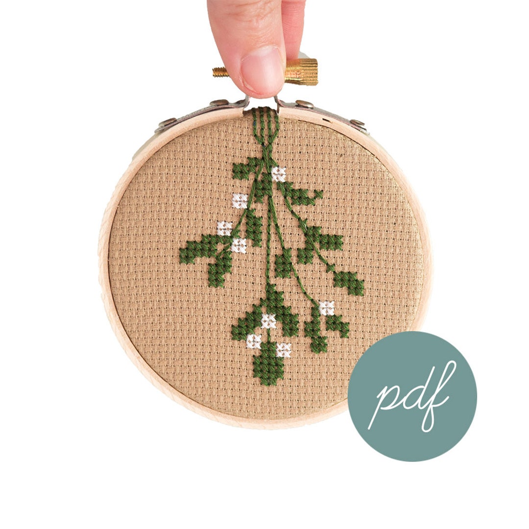 Mistletoe Ornament, Modern Cross Stitch Pattern, *PDF Only - Etsy