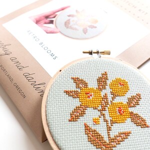 Retro Blooms, Modern Cross Stitch Kit - Etsy
