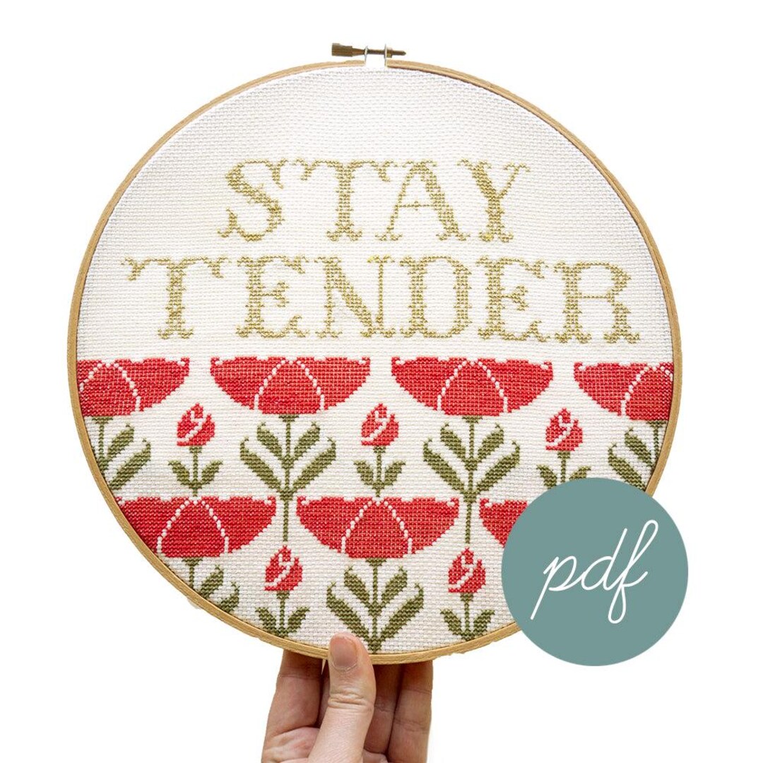 Stay Tender, Large Modern Cross Stitch Pattern *PDF Only - Etsy