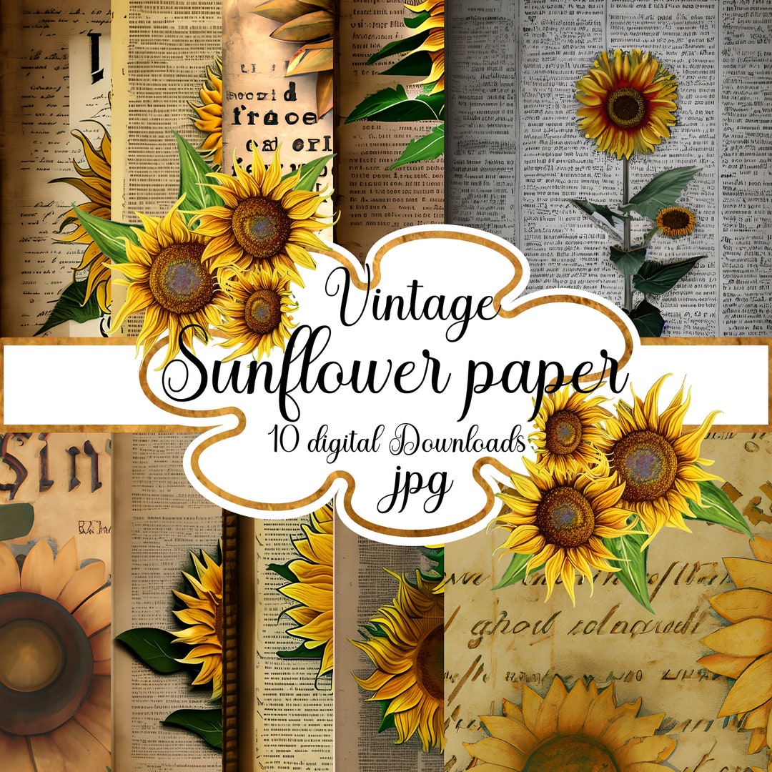 Sunflower Digital Paper, Printable Paper, Sunflower Background ...