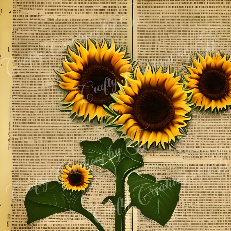 Sunflower Digital Paper, Printable Paper, Sunflower Background ...