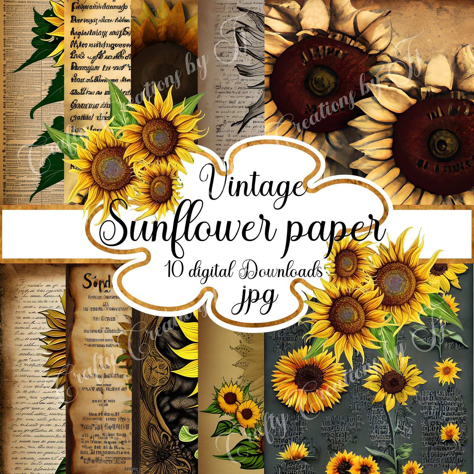 Sunflower Digital Paper, Printable Paper, Sunflower Background ...