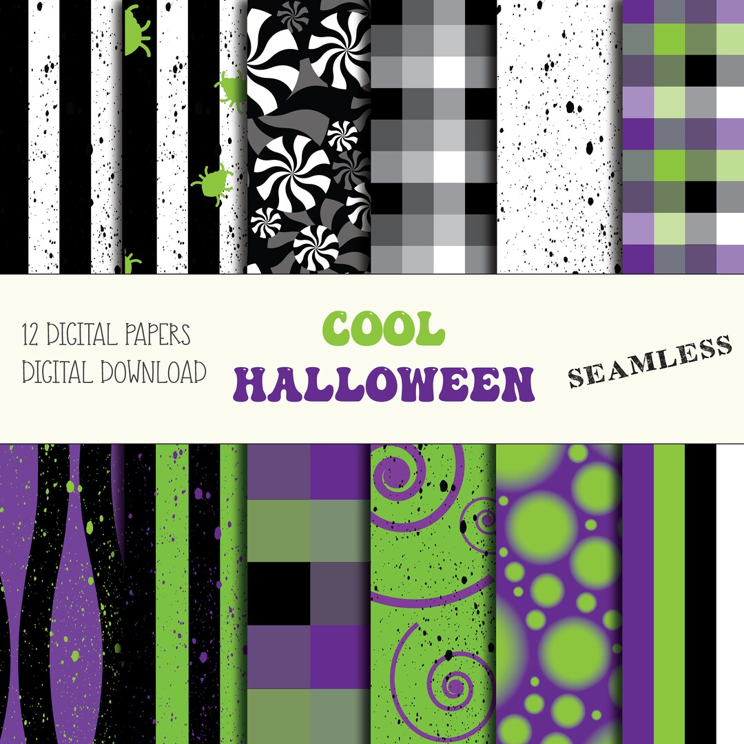 Cool Halloween Digital Papers /seamless/ 12x12in / Instant Download ...