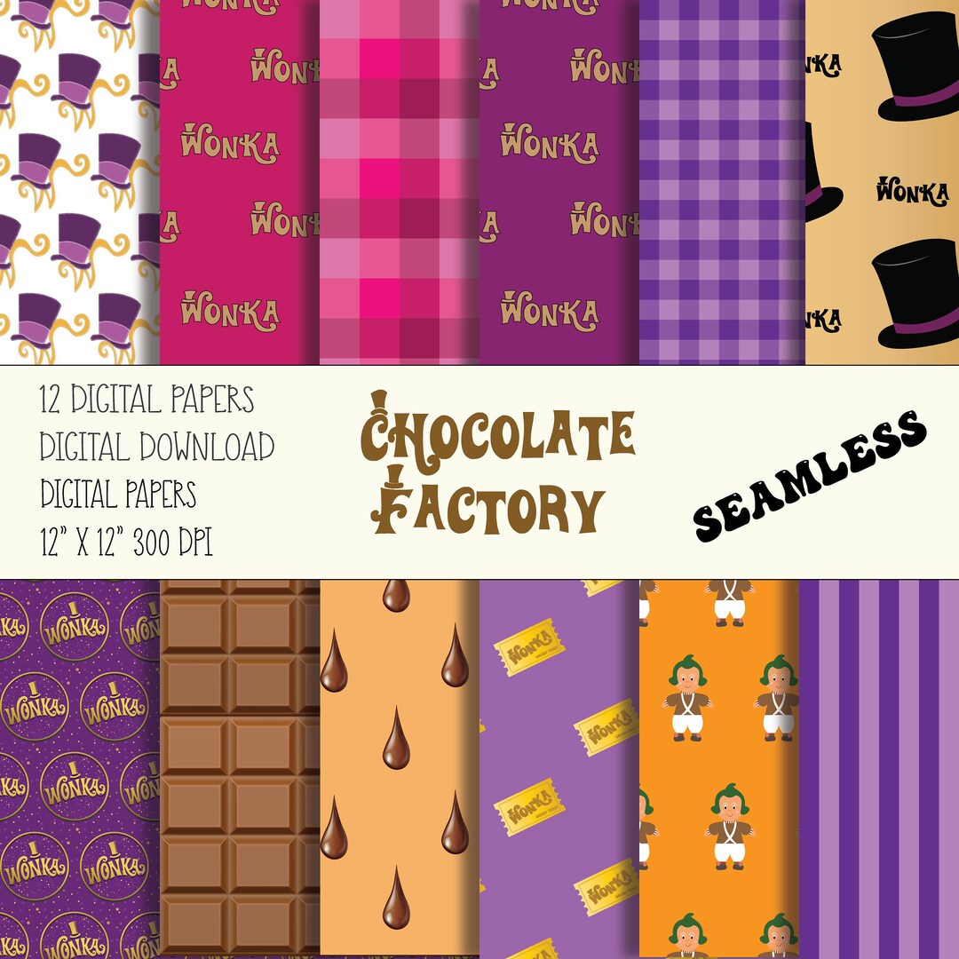 Chocolate Factory Digital Papers /seamless/ 12x12in / Instant Download ...