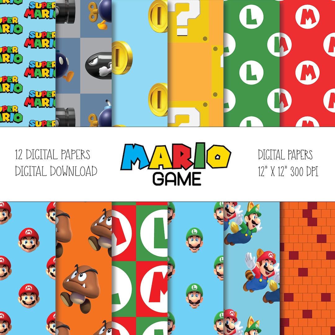 Mario Game Digital Paper - Etsy